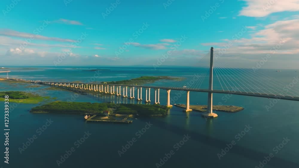 Vidéo Stock 4K Aerial Perspective Cebu Cordova Bridge, Philippines ...