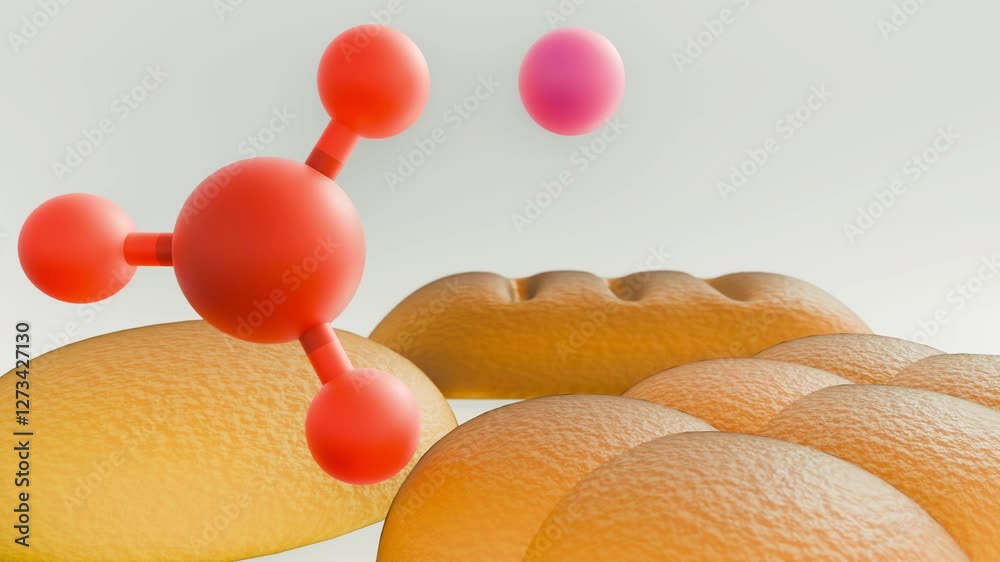 A 3d animation of potassium bromate molecules with bread. Potassium ...