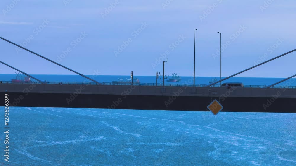 4K Aerial Perspective Cebu Cordova Bridge, Philippines. Cebu-Cordova ...