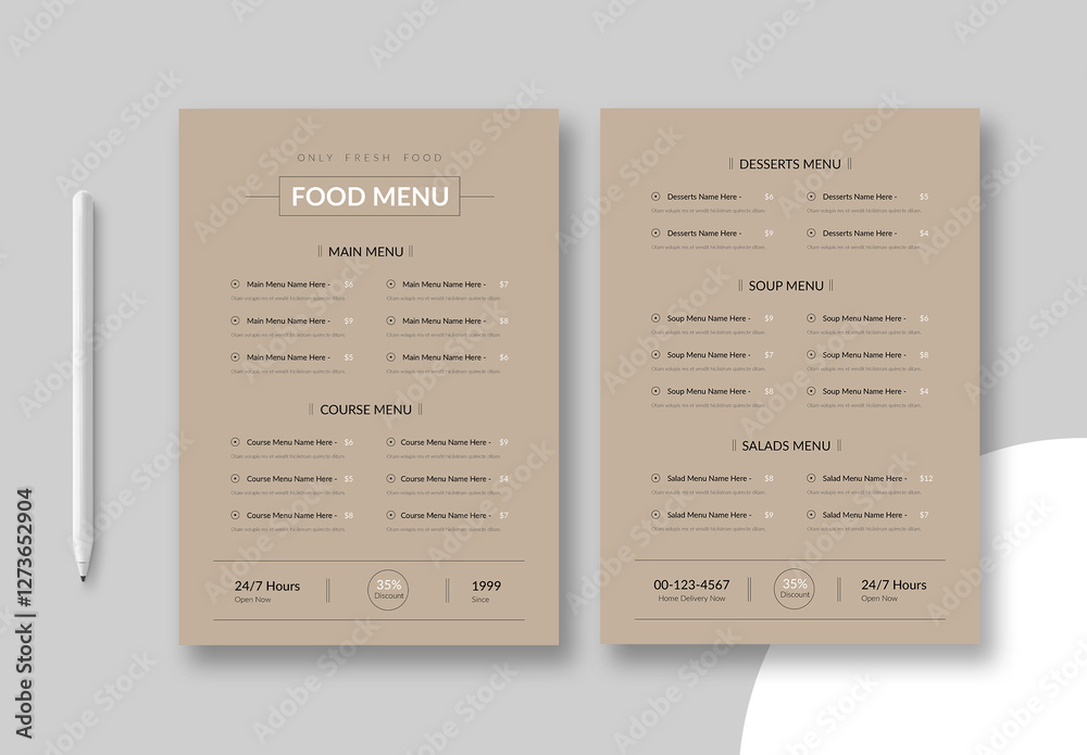 Creative Restaurant Menu Template Layout Stock Template | Adobe Stock