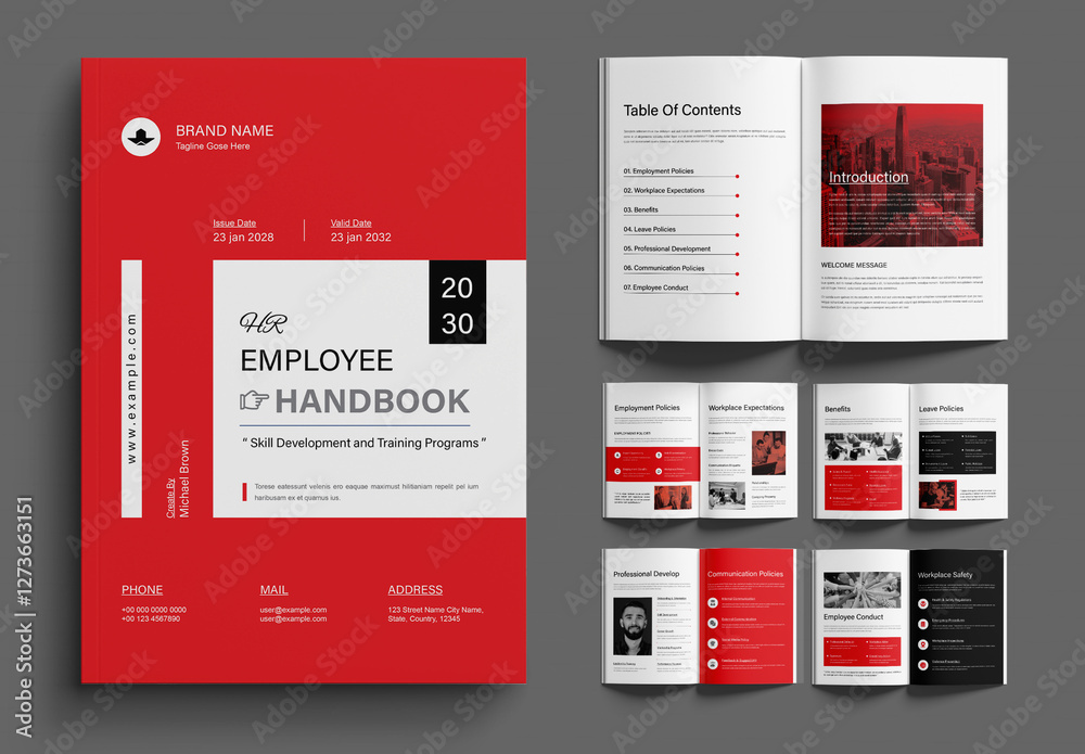 Company Policy Handbook Layout Stock Template | Adobe Stock