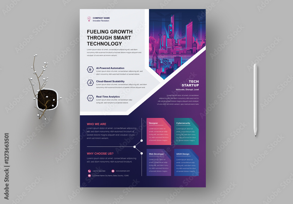 Creative Tech Startup Flyer Template Stock Template | Adobe Stock