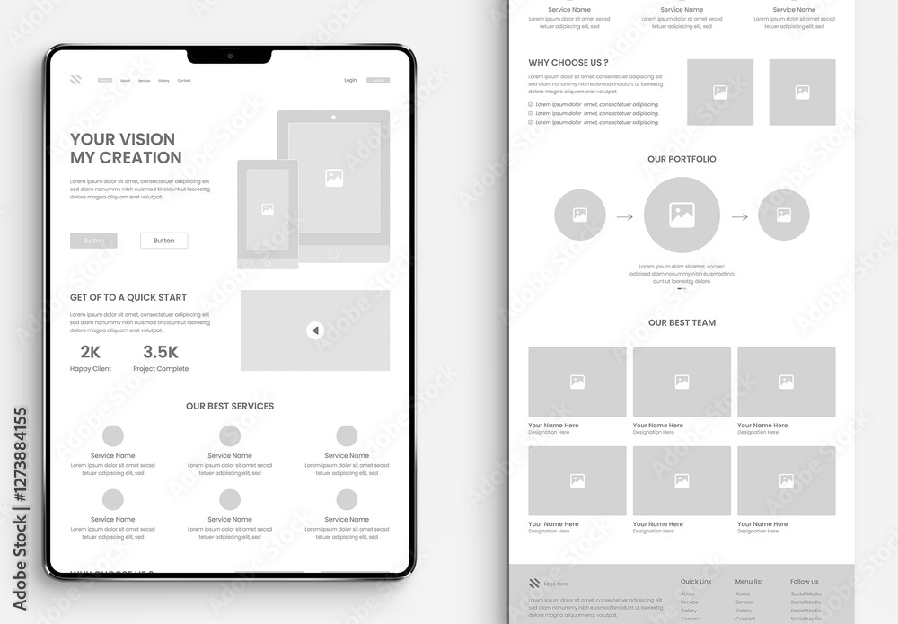 Digital Agency Wireframe Email Newsletter Layout Stock Template | Adobe ...