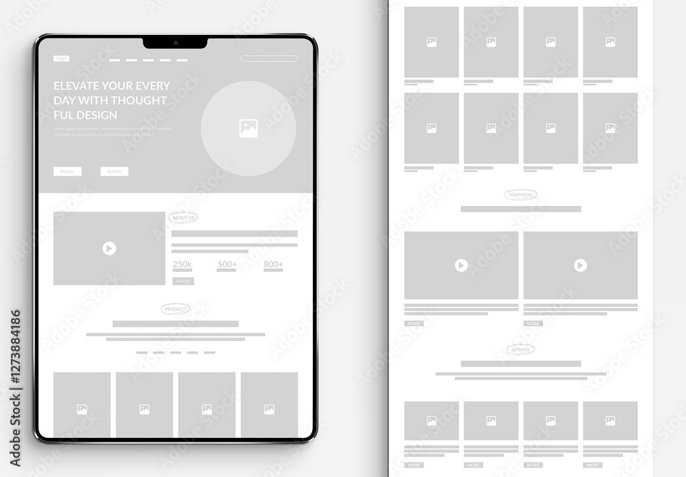 Company Portfolio Wireframe Email Newsletter Template Design Stock ...