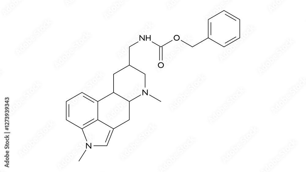 Poster metergoline molecule, structural chemical formula, ball-and ...
