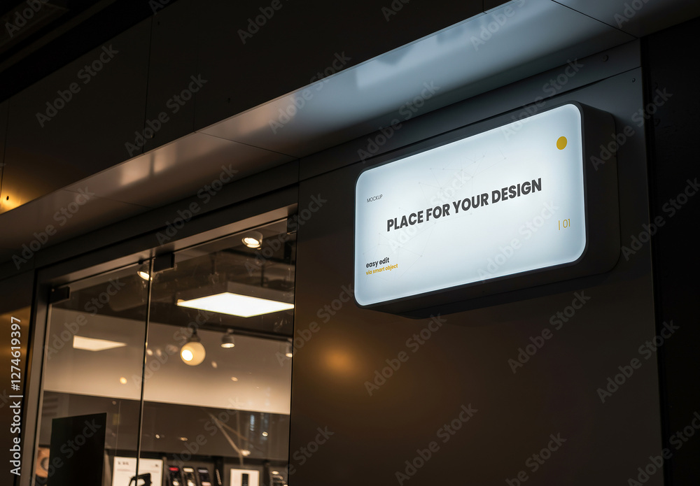 Modelo de Store Backlight Minimal Sign Mockup do Stock | Adobe Stock