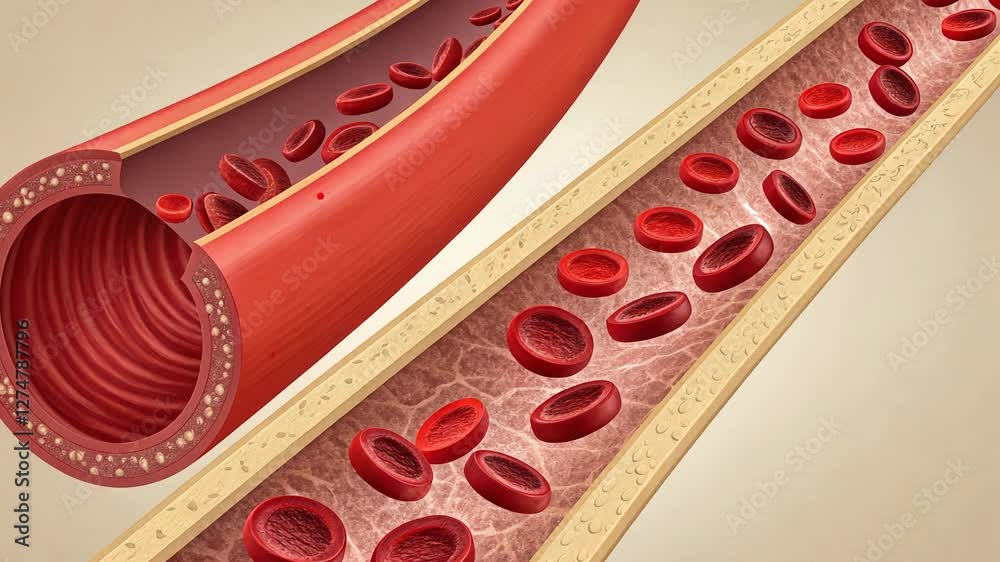 fat clogging blood vessels concept, Blood vessel anatomy illustration ...