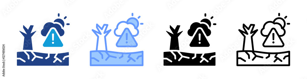 Poster Land Degradation icon set multiple style collection – Wall Art ...