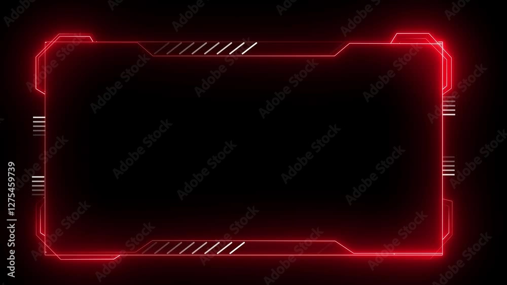 Neon futuristic HUD frame glowing animation. Futuristic HUD line on ...