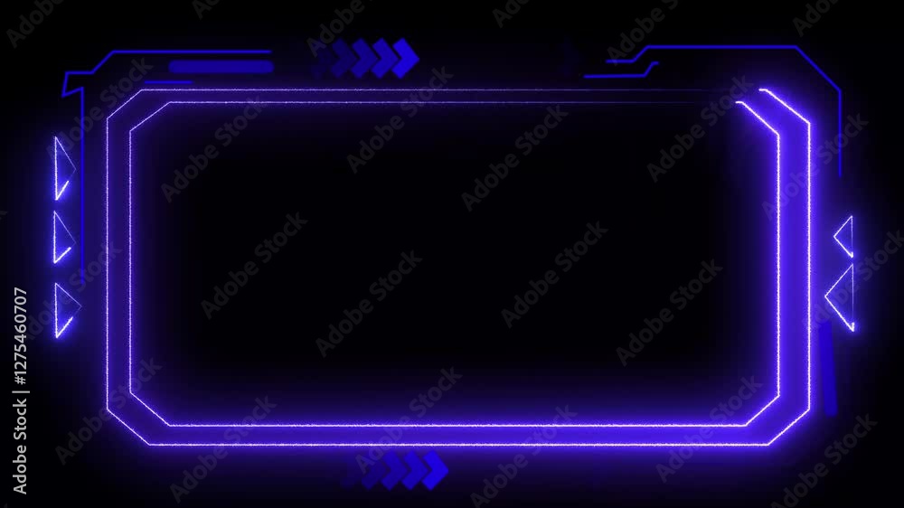 Neon futuristic HUD frame glowing animation. Futuristic HUD line on ...