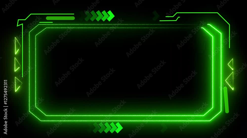 Neon futuristic HUD frame glowing animation. Futuristic HUD line on ...