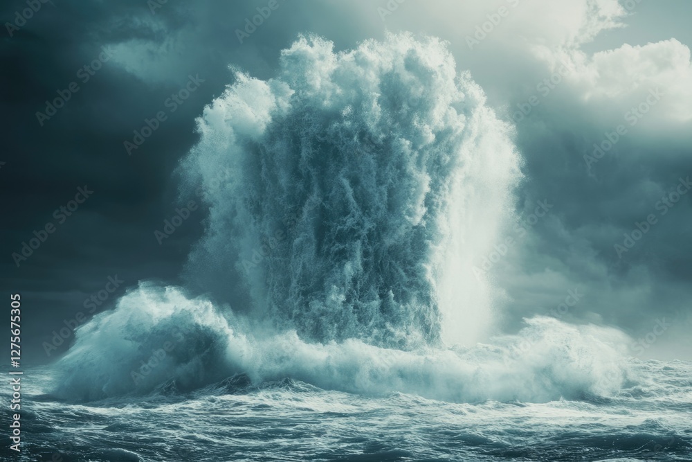 Photo & Art Print A colossal wave crashes dramatically against a rocky ...