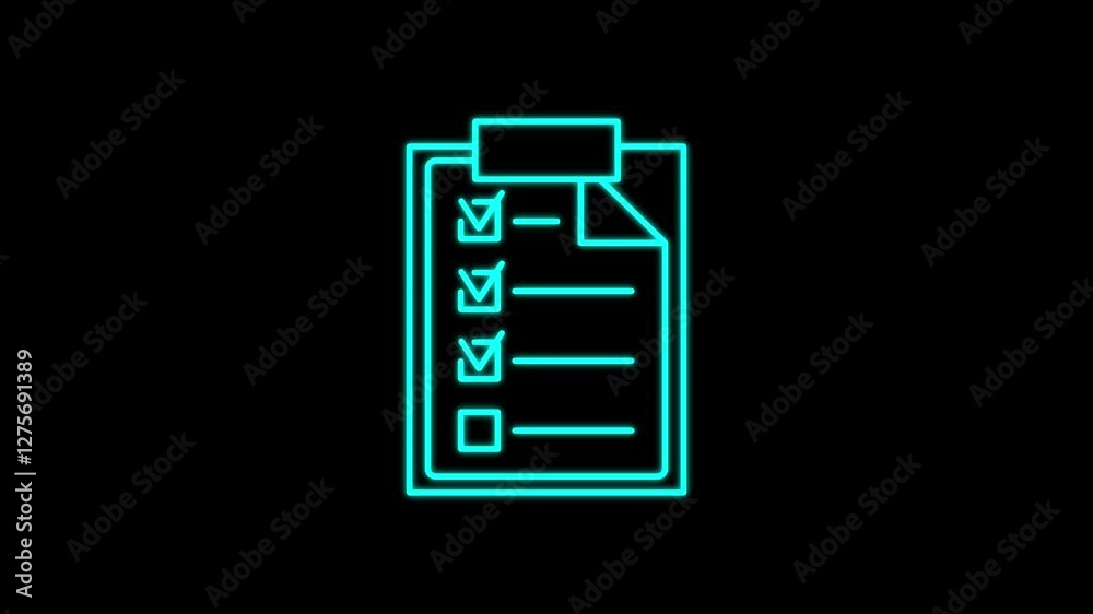 checklist clipboard paper checking animation on white background, tick ...
