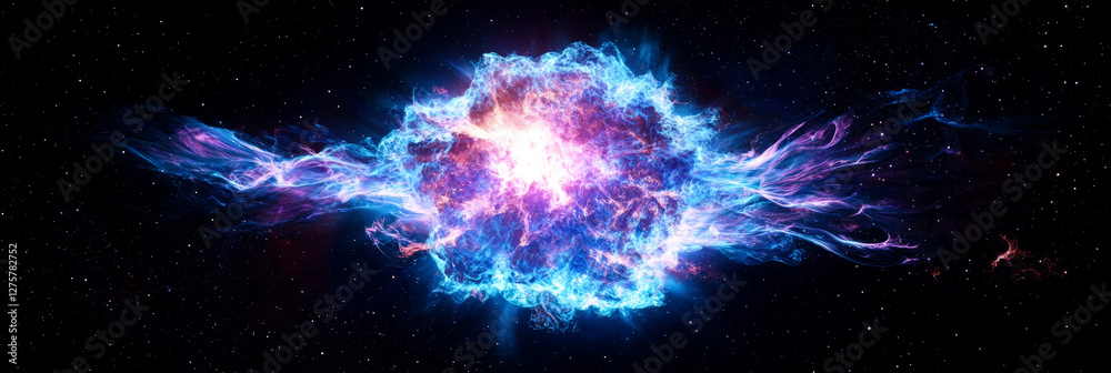 Poster Supernova remnant expanding through space, releasing intense ...