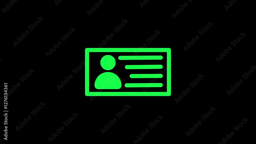 ID Card icon. Neon Identification card outline icon . Driver's license ...