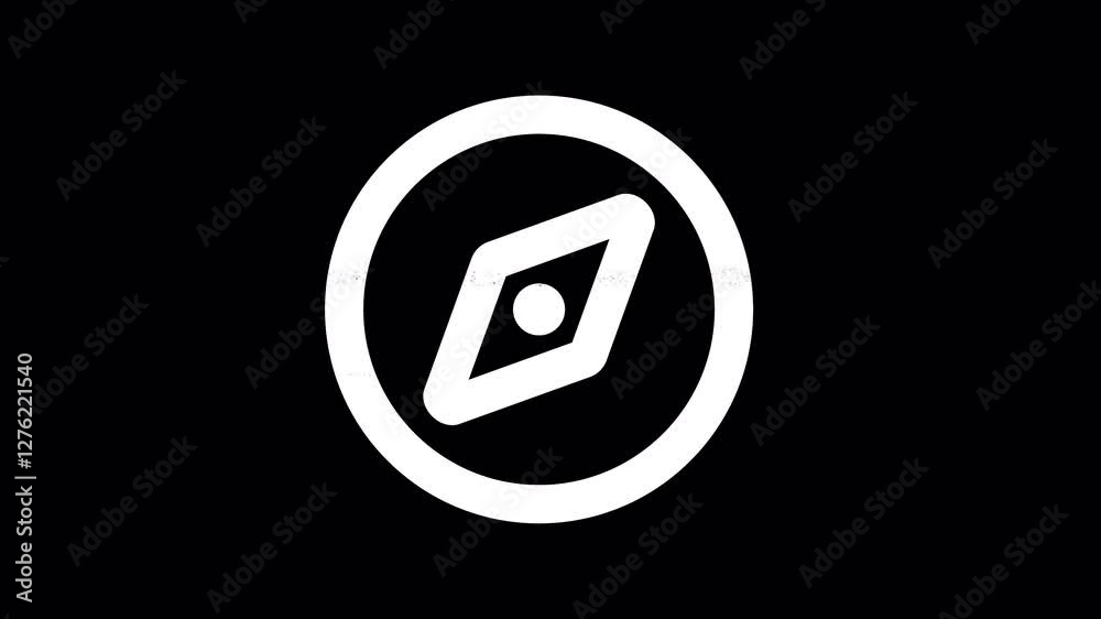 Icon compass is distorted. Glitch. Noise, chromatic aberration ...