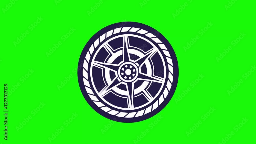 Rotating Car Wheels Animation on Green Screen – Flat 2D Spinning Tire ...