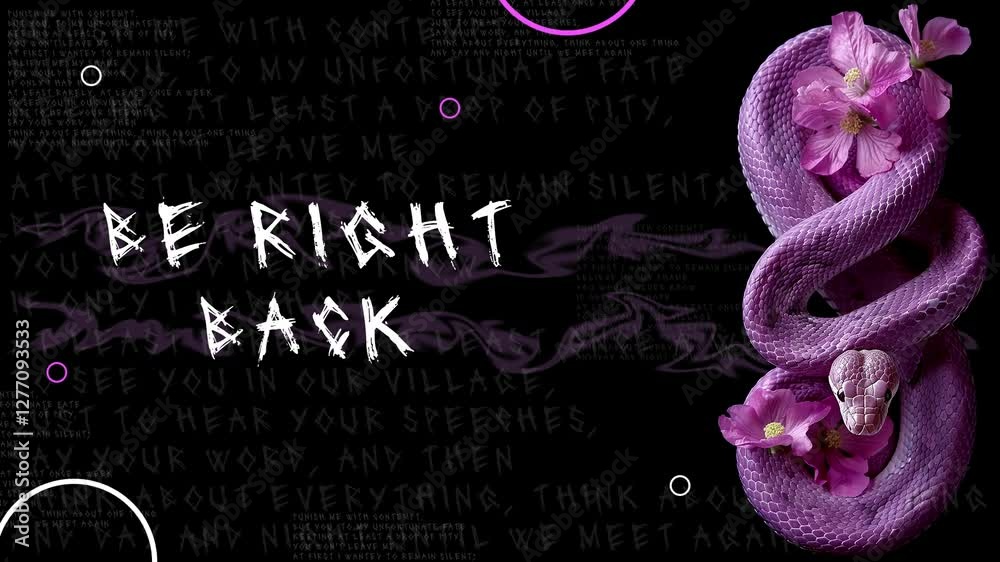 Be right back Animated Screens Snake with flowers for Stream, BRB ...