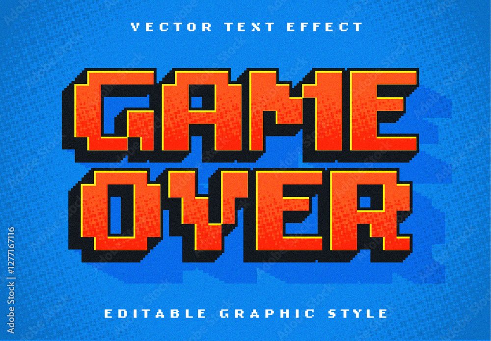 Red And Yellow Retro Font Pixel Video Game Style Text Effect Stock ...