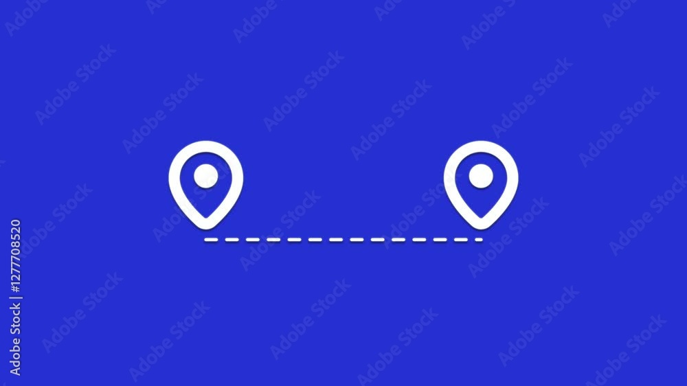 Map pin animation on blue screen background, animated pop up location ...