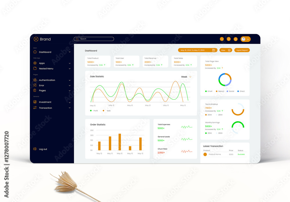 Admin Dashboard Design Template Stock Template | Adobe Stock