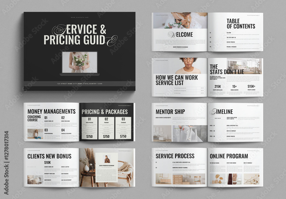 Services & Pricing Guide Template Landscape Stock Template | Adobe Stock