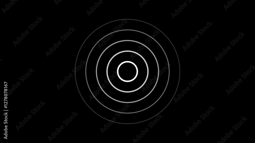 4K Radio waves animation on black background. network tower produced ...