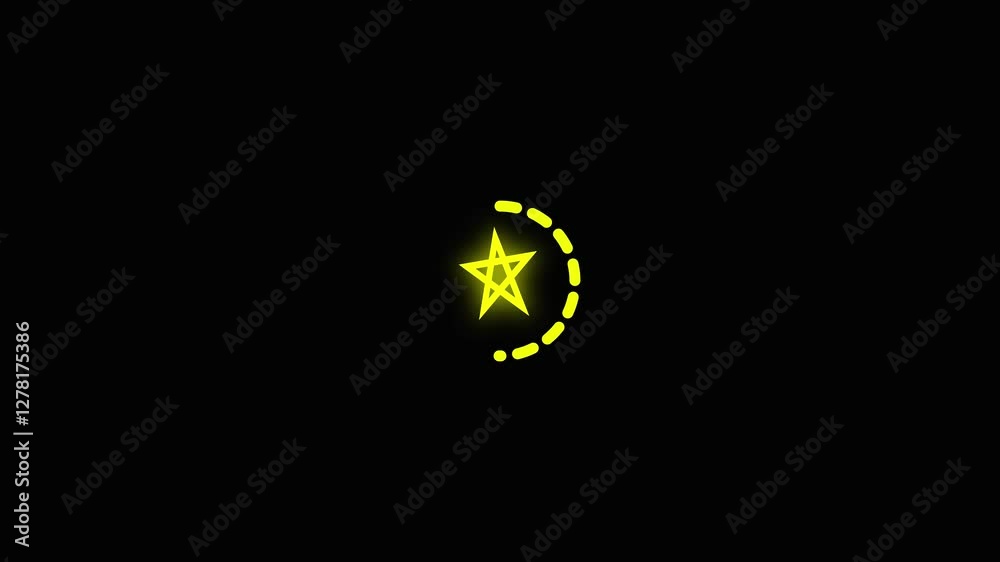 Animated yellow color star with black outline on transparent background ...