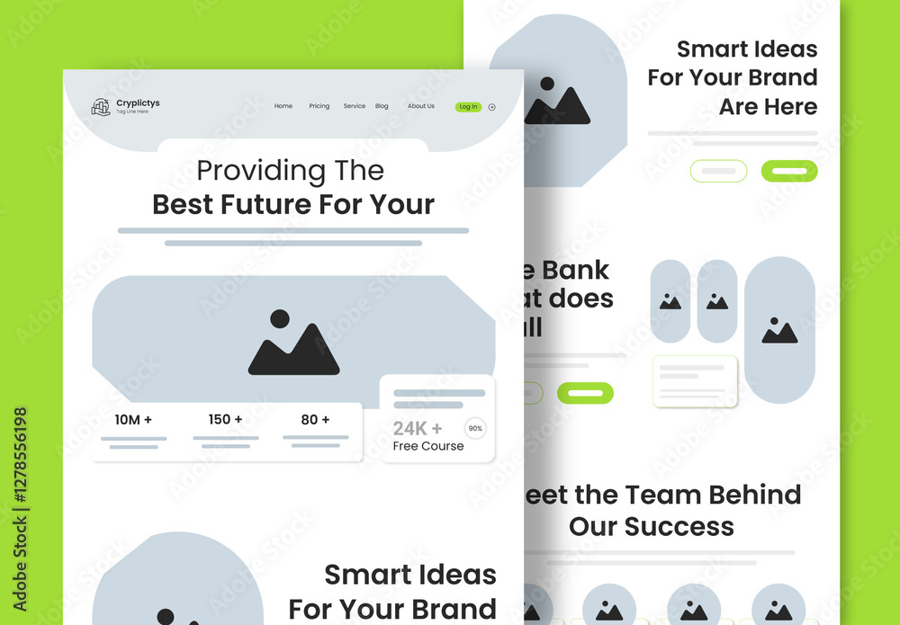 Digital Banking Wireframe Landing Page UX Layout Stock テンプレート | Adobe Stock