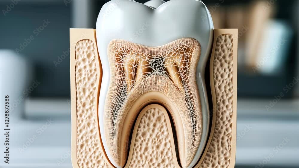 Detailed and realistic anatomical structure model showing a cross ...