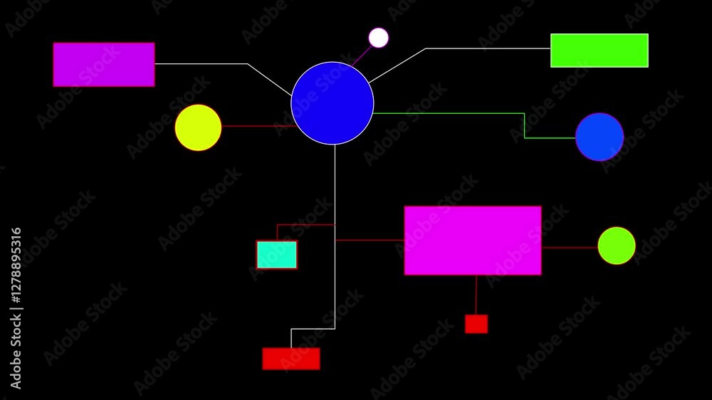 Intricate scheme in color combinations. production, business, marketing ...