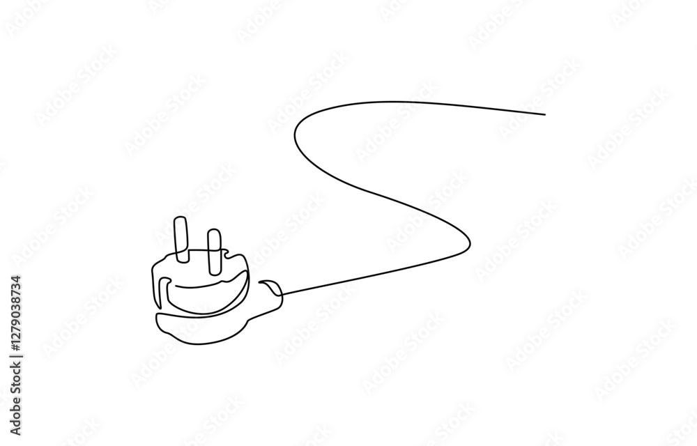 Poster Continuous line art plug energy power storage electric ...