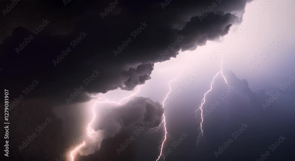 Lightning strikes Electrical storm on black background Electric ...