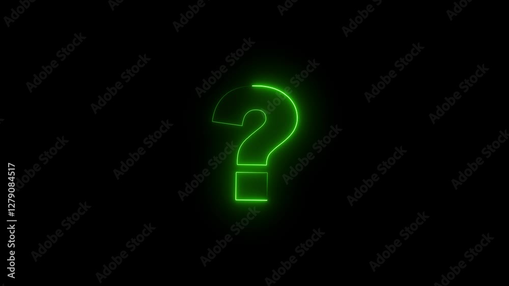 Question mark sign animation. Neon colored digital 3D big question ...