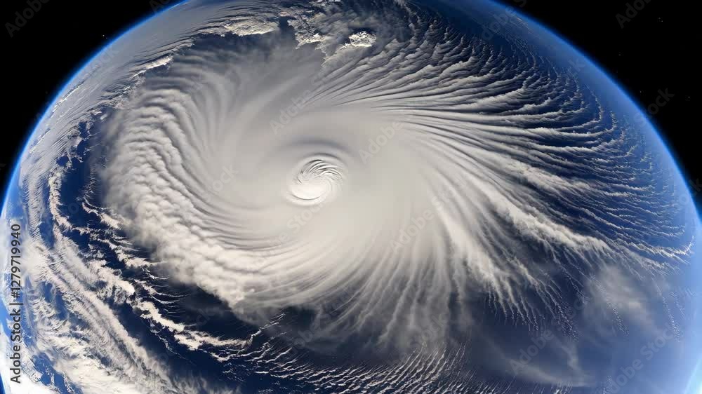 Rotating cyclone progression over earth from space captured in ultra hd ...