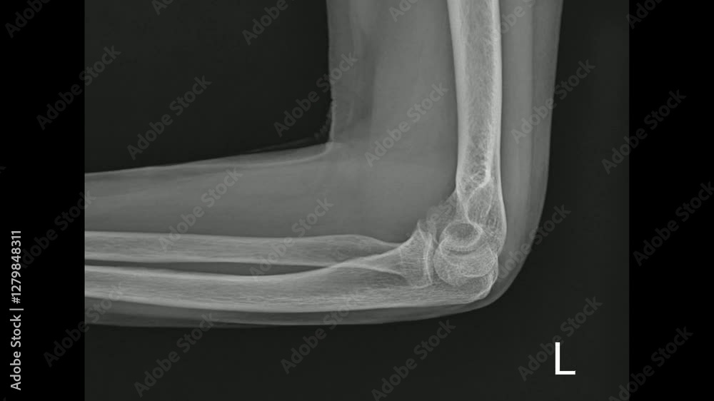 Elbow Lateral Radiograph Highlighting Joint and Bone Anatomy Stock ...