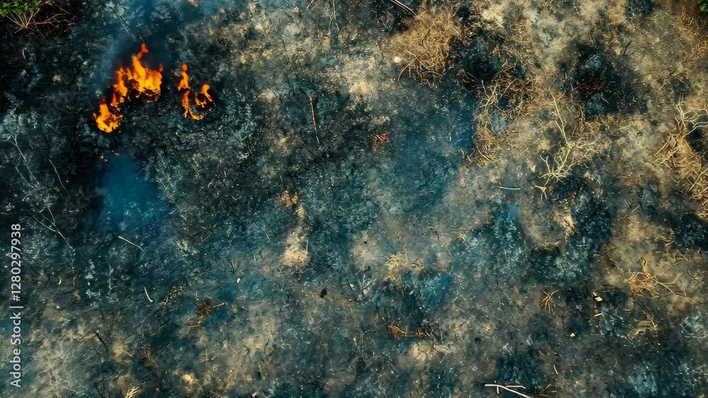 Deforestation and burn scars in the rainforest created by agricultural ...