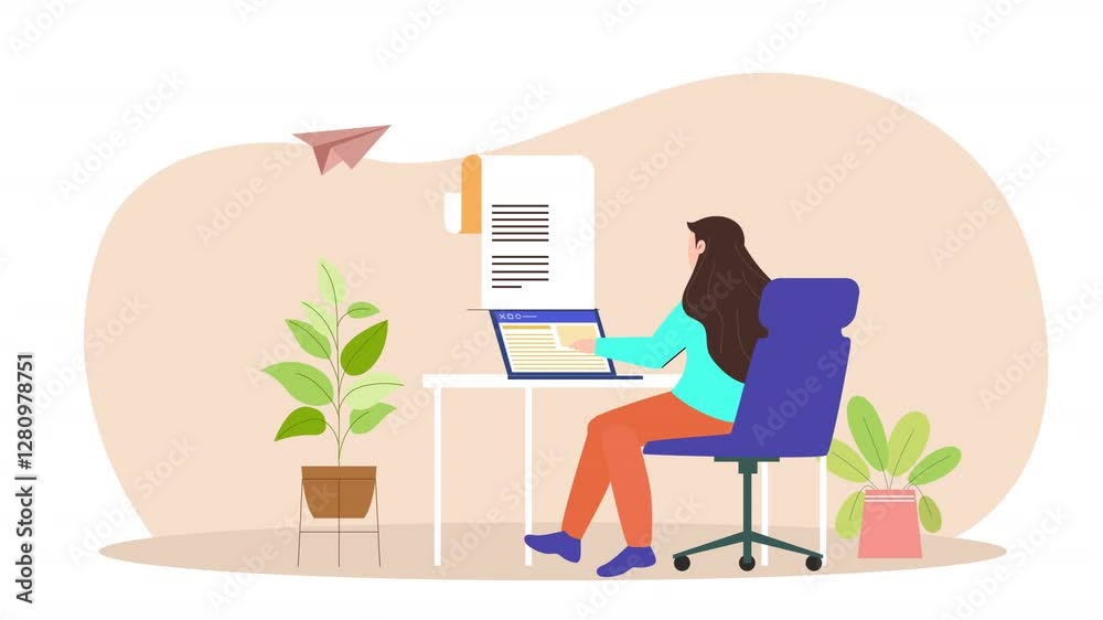 Vector character scene animation depicting a character submitting their ...