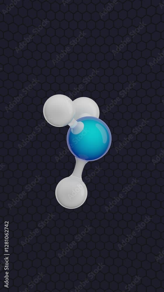 Molecule: Ammonia. Chemical Structure Model: Ball and stick. Molecular ...