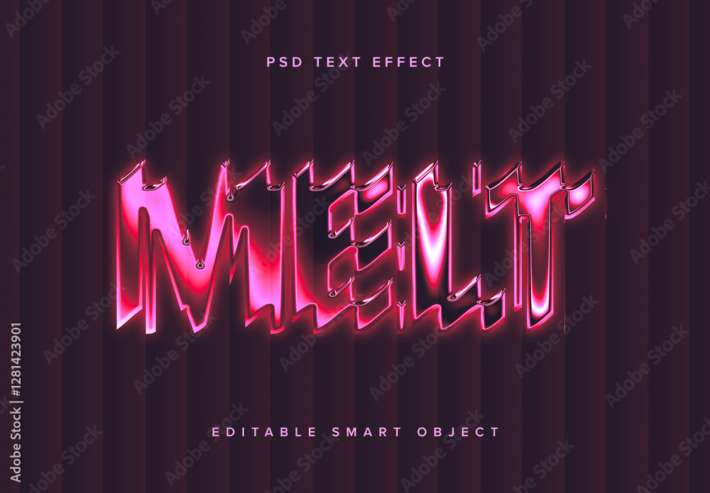 Modelo de Distorted Pink Chrome Text Effect Mockup do Stock | Adobe Stock