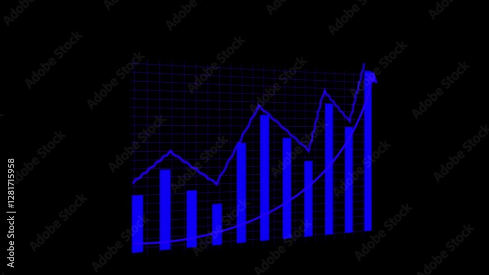 Modern 3d business chart graphics with histogram, lines and the data ...