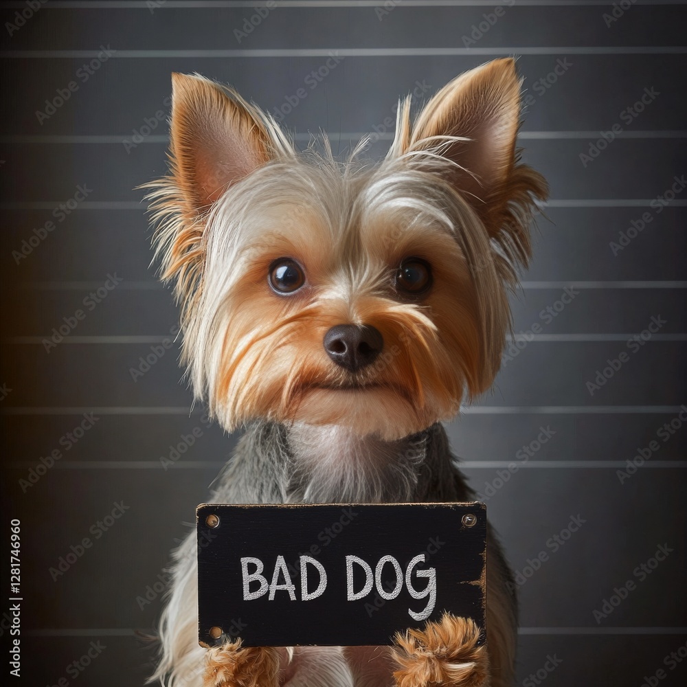 Photo & Art Print "Bad Dog" Mugshot: A charming Yorkshire Terrier faces ...