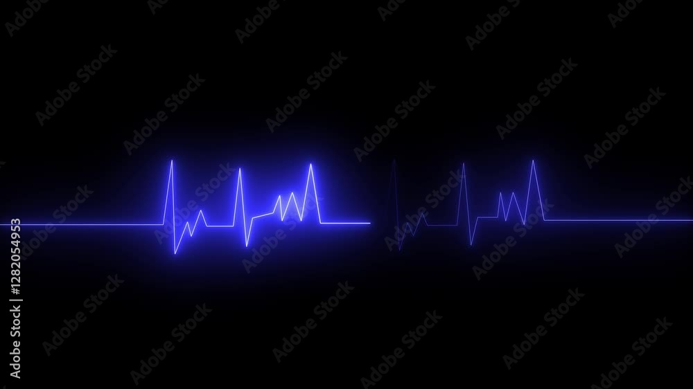 heart beat line icon animation, Pulse Trace, Monitor EKG Neon red Heart ...
