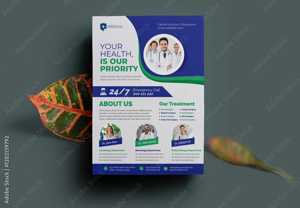 Medical Advertisement Flyer Template With Blue Accents Stock Template ...