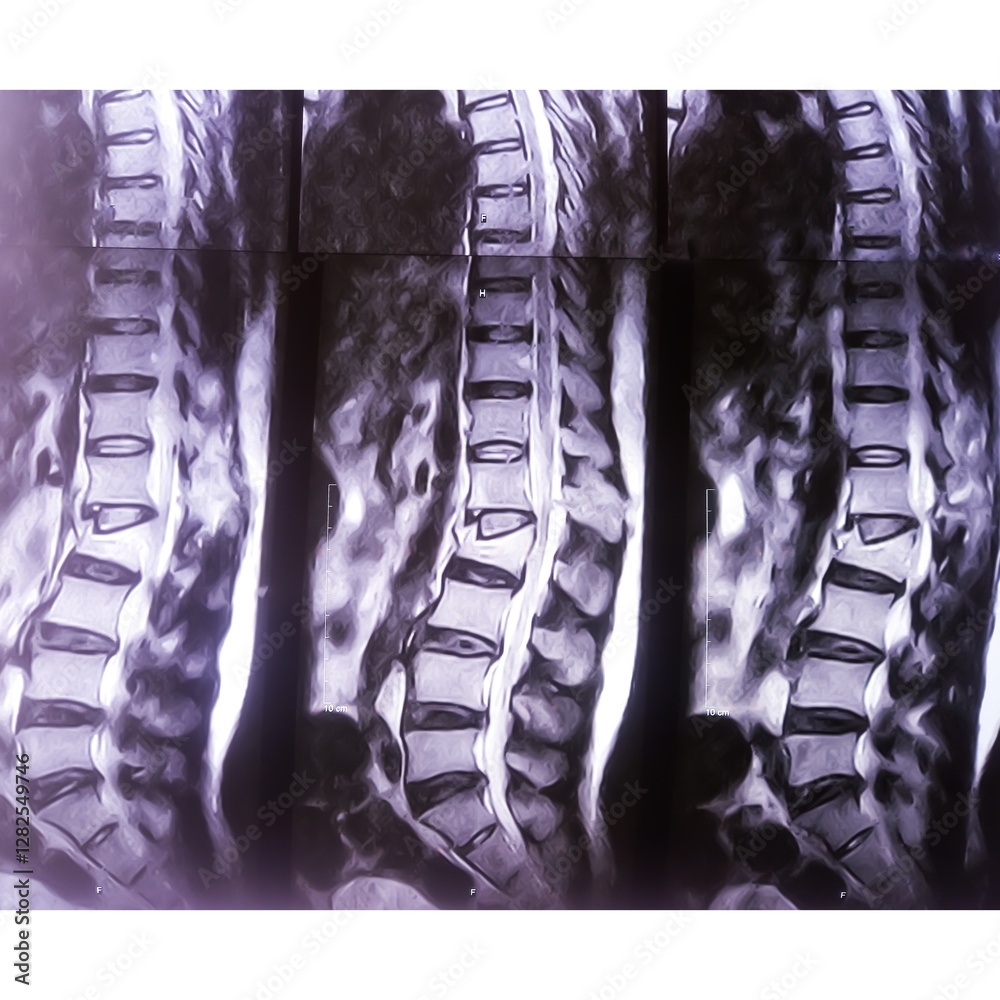 Plagát MRI scan of lumbosacral (LS) spine, case of lumbar spondylosis ...