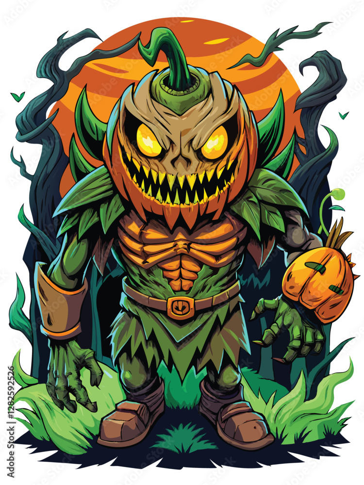 Poster A terrifying, monstrous creature with a giant, grotesque jack-o ...