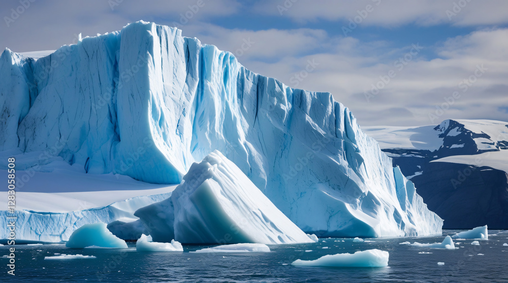 Fotografie, Obraz Melting Glacier with a dramatic scene of a massive ...