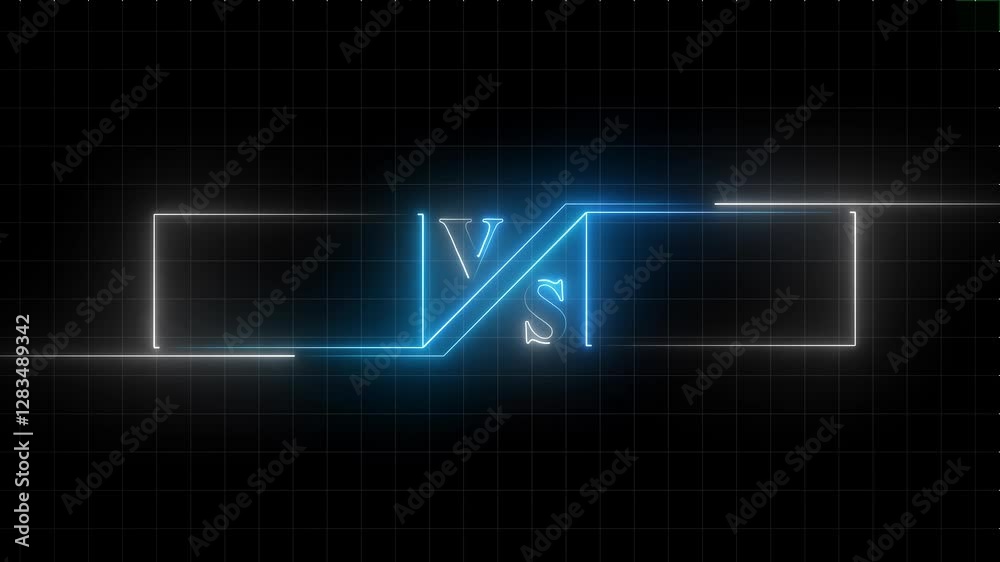 VS animation. versus bars neon side line with rectangle photo frame tow ...