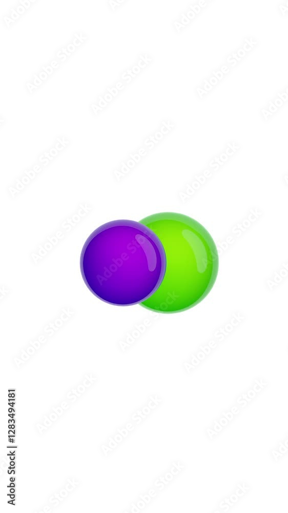 Molecule of Sodium Chloride. Animated chemical 3D Model: Ball and stick ...