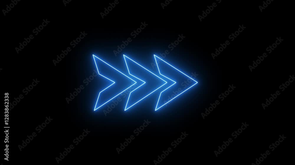 Arrow direction sign animation, arrow sign on black background, Right ...